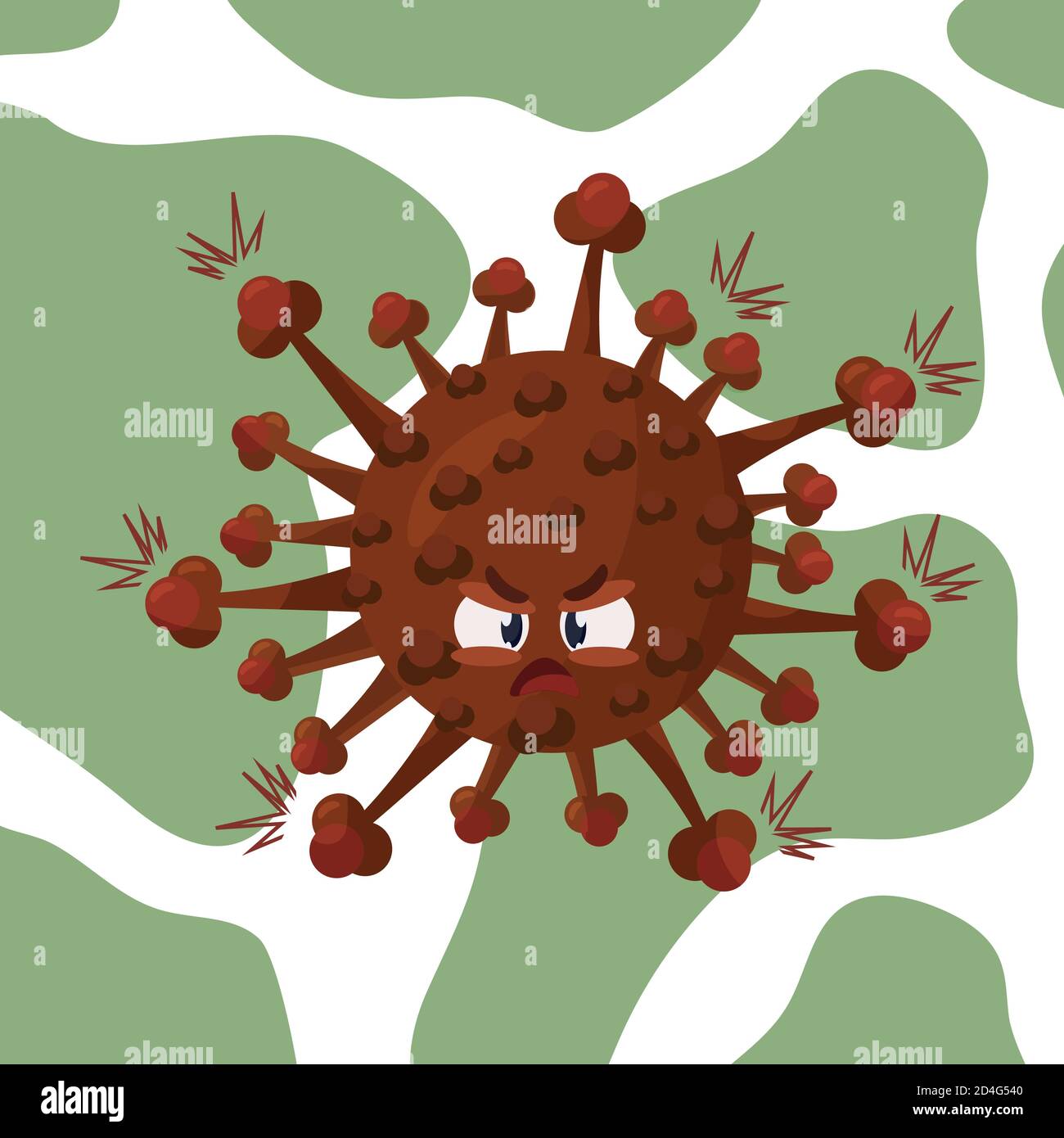 Red Corona virus cute nice angry furious character on white background ...