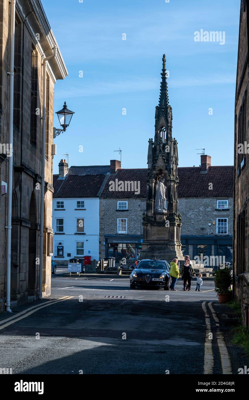 A tall monument of Lord Feversham - Charles Duncombe stands in the ...
