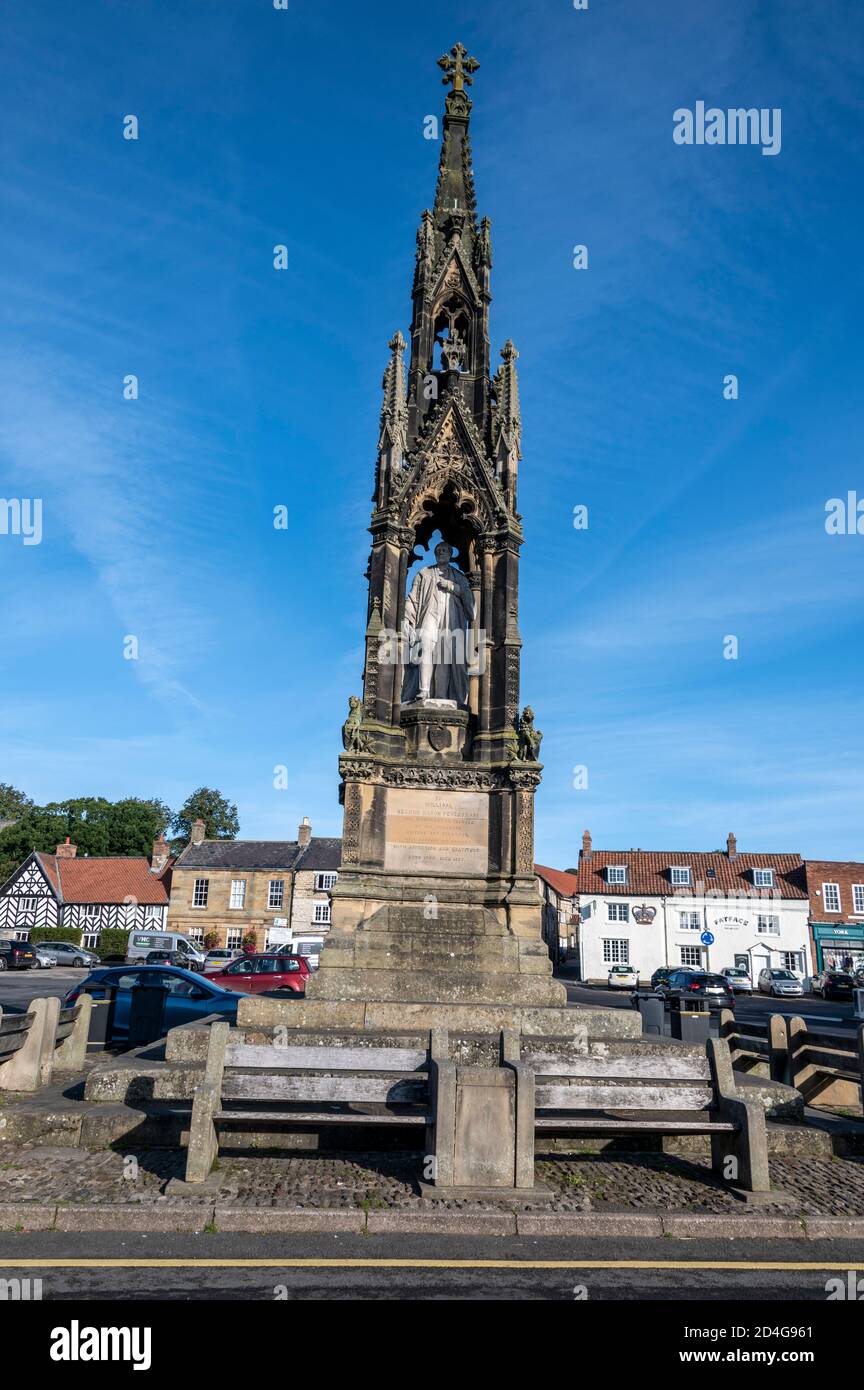 A tall monument of Lord Feversham - Charles Duncombe stands in the ...