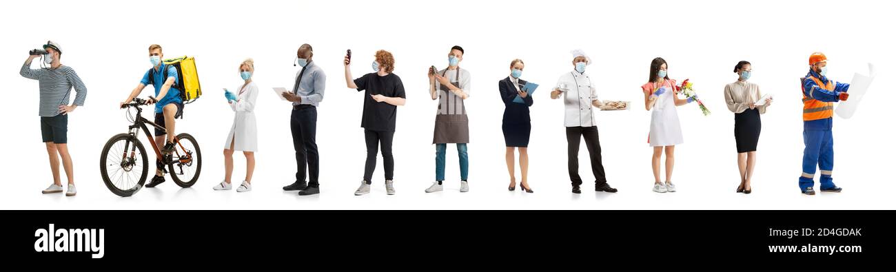 Group of people with different professions isolated on white background ...