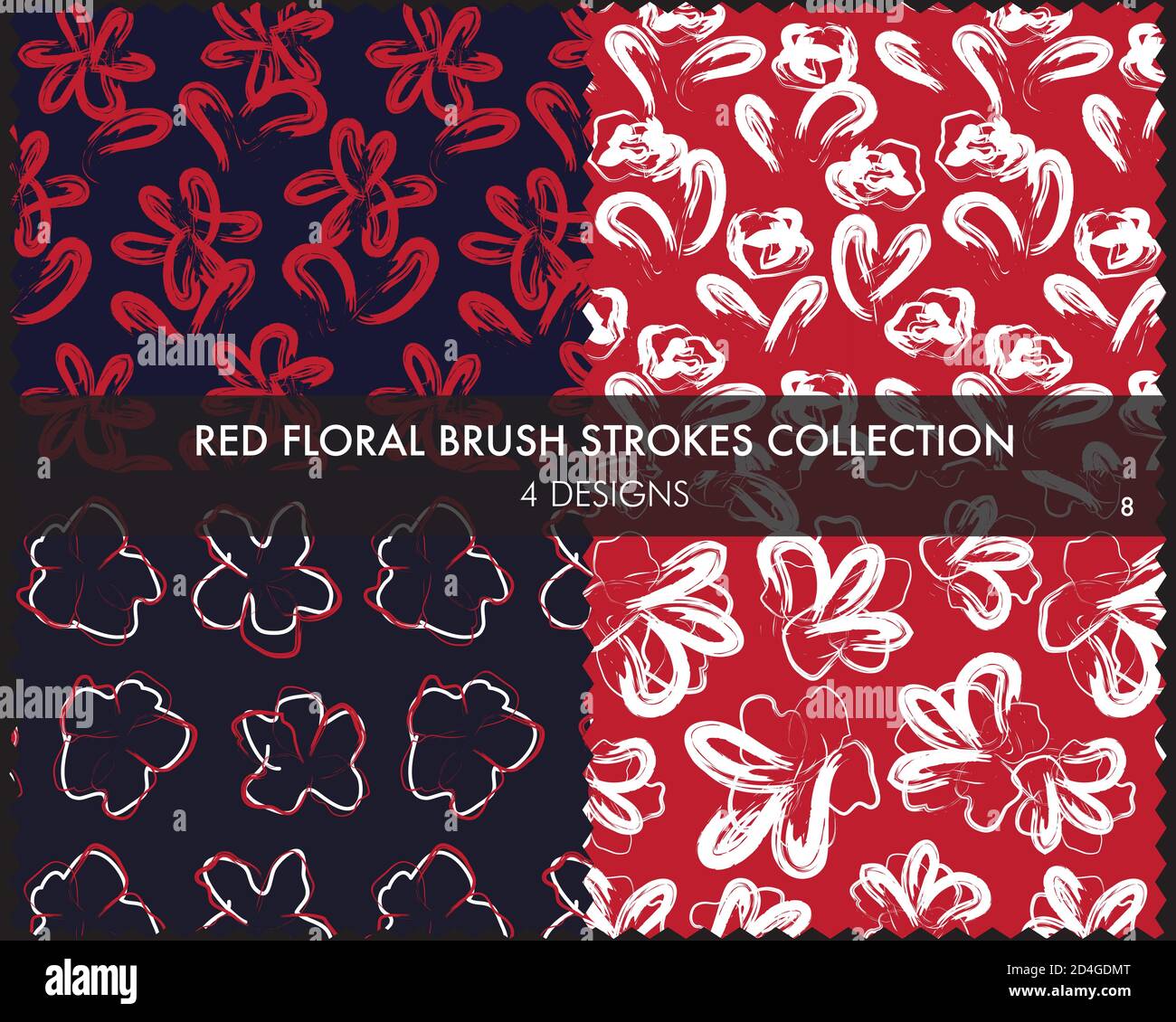 Floral brush strokes seamless pattern collection includes 4 designs for ...