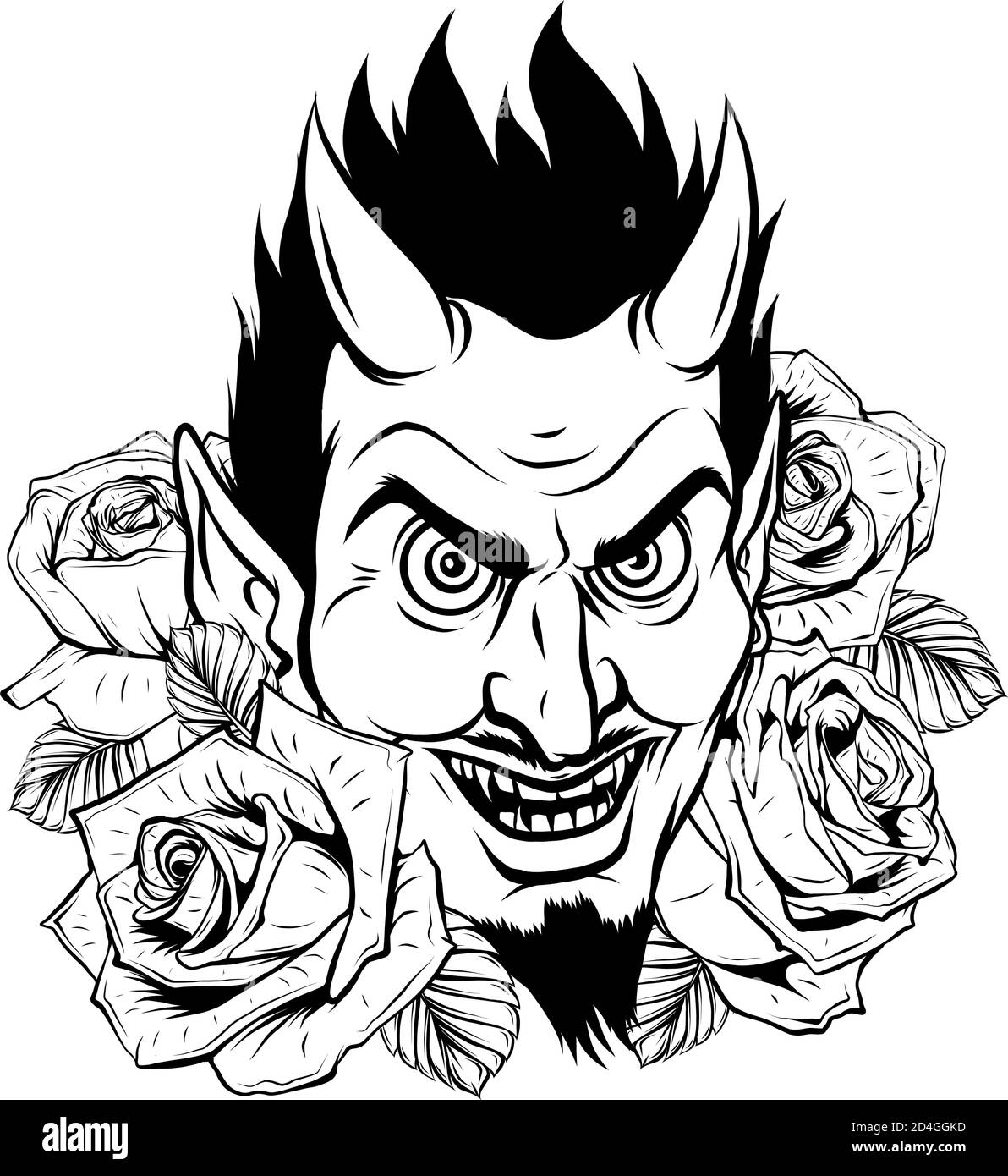 devil head mascot with rose vector illustartion Stock Vector Image ...