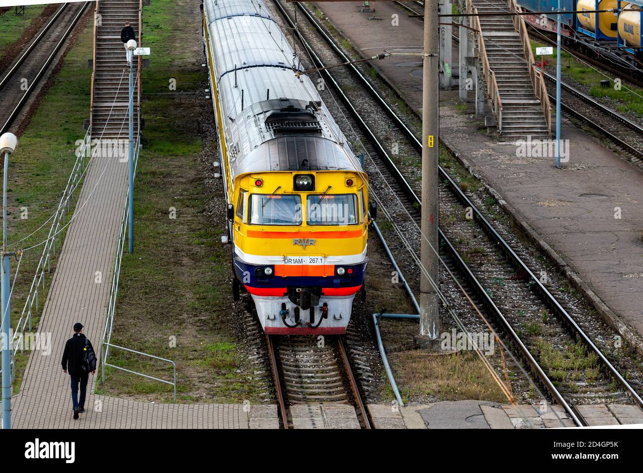 Riga, Latvia - October 8, 2020: a suburban passenger diesel train ...