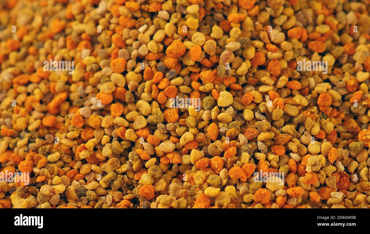 fresh bee pollen, a lot of close-up flower pollen Stock Photo - Alamy