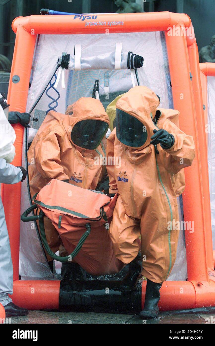 Fire decontamination shower hi-res stock photography and images - Alamy