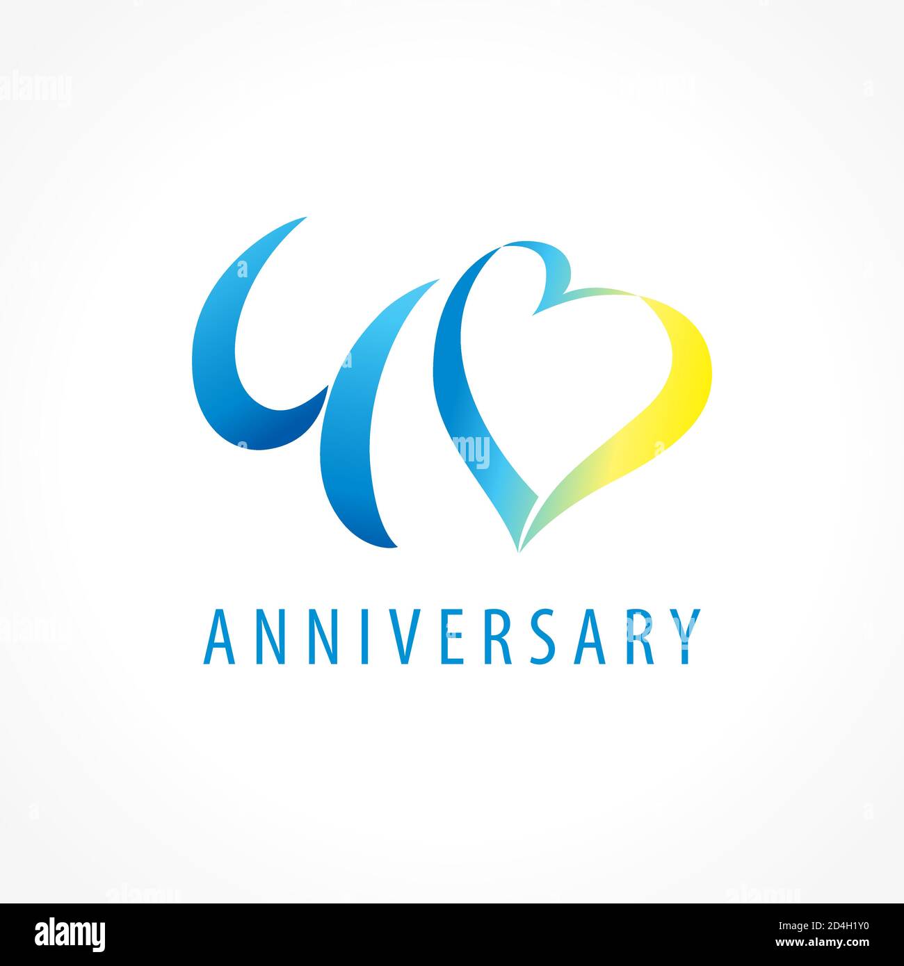 Anniversary 40 years old hearts celebrating vector digit logo. Birthday ...