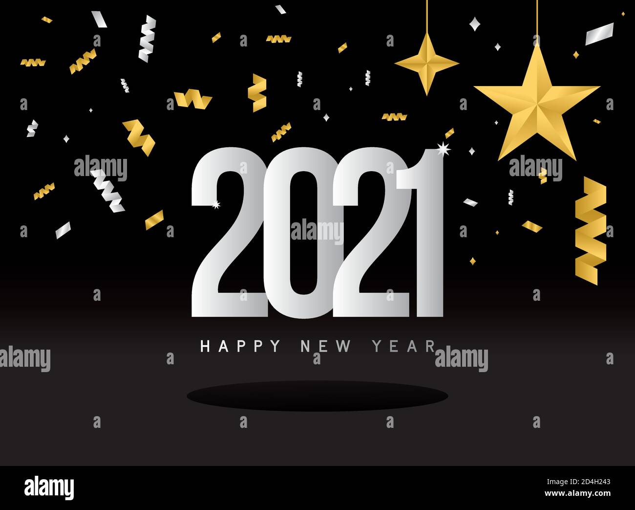 2021 Happy new year with confetti design, Welcome celebrate and ...