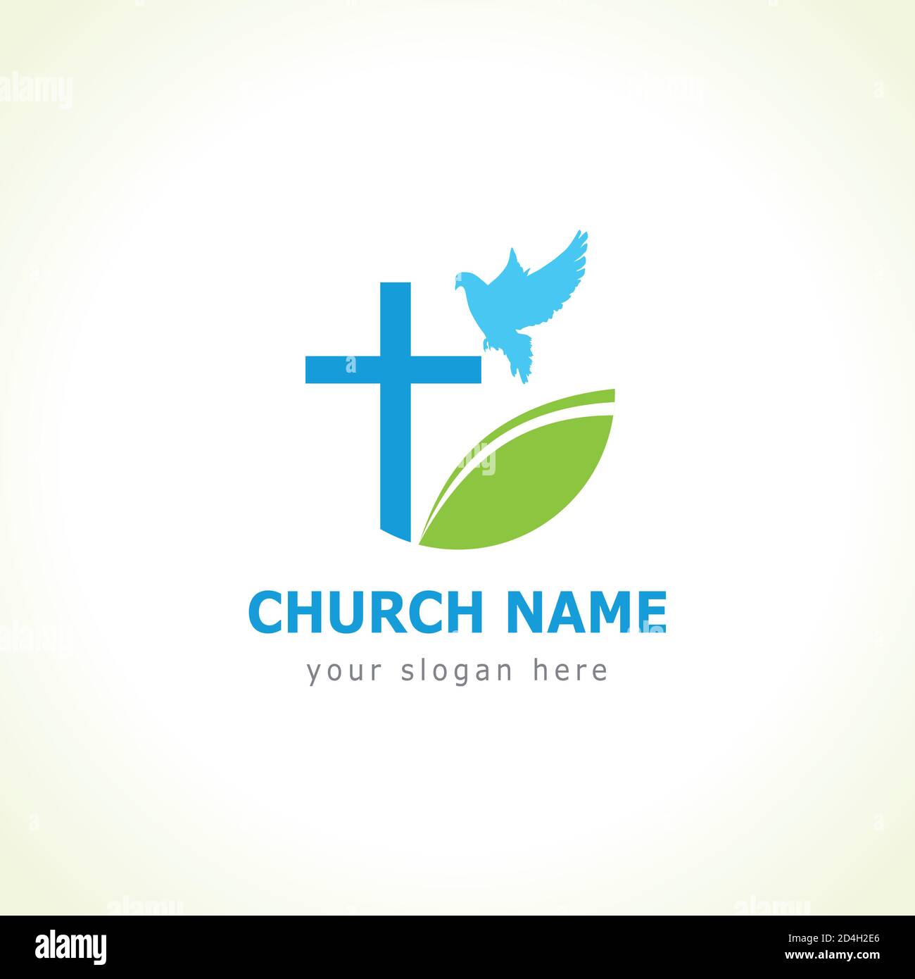 Christian church vector logo. White colored circle, crucifix, blue ...