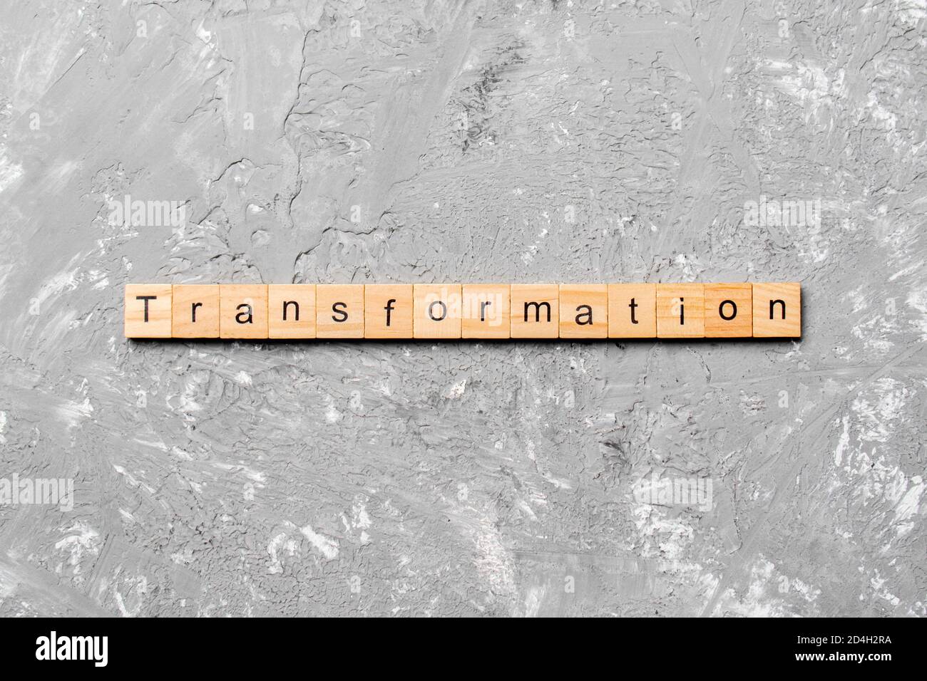 transformation word written on wood block. transformation text on table ...