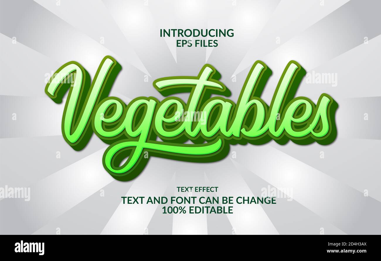 3d green color vegetable editable script font and text effect for ...