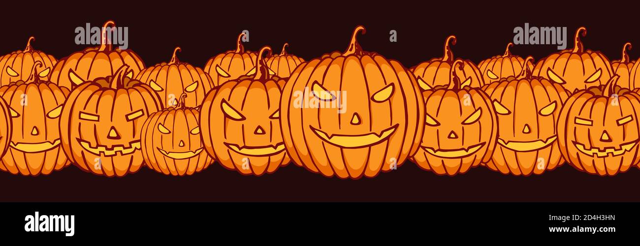 Seamless pumpkins border pattern. Celebration background with pumpkins ...