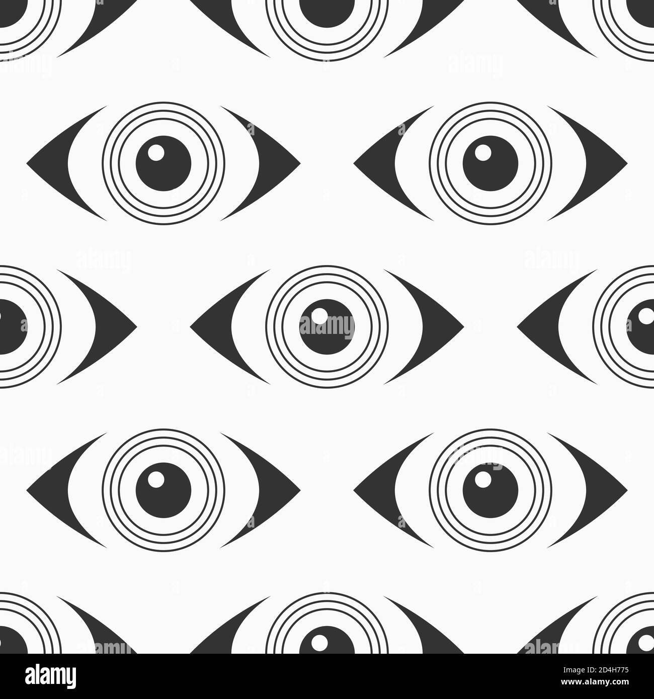 Abstract seamless eyes pattern. Stylized eye shapes. Vector monochrome ...