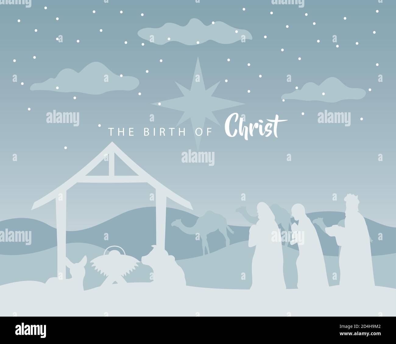 happy merry christmas manger scene with holy family in stable ...