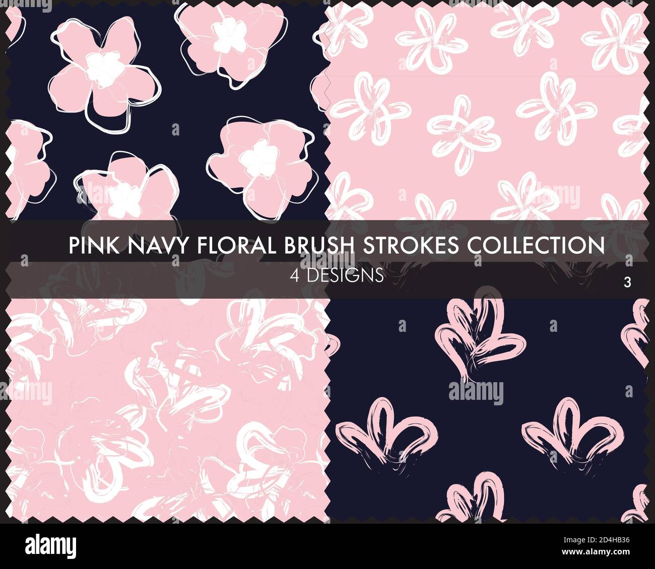 Floral brush strokes seamless pattern collection includes 4 designs for ...