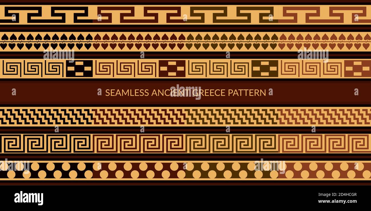 Seamless Ancient Greece Pattern Set Vector Illustration Background Art ...