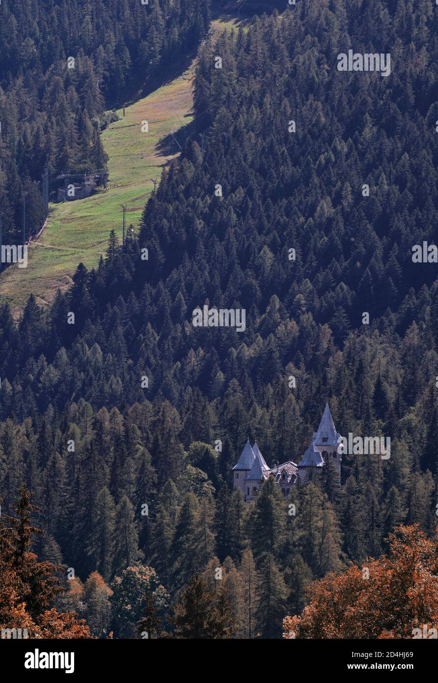 landscape view of the Savoia Castle - Gressoney-Saint-Jean, Valle d ...