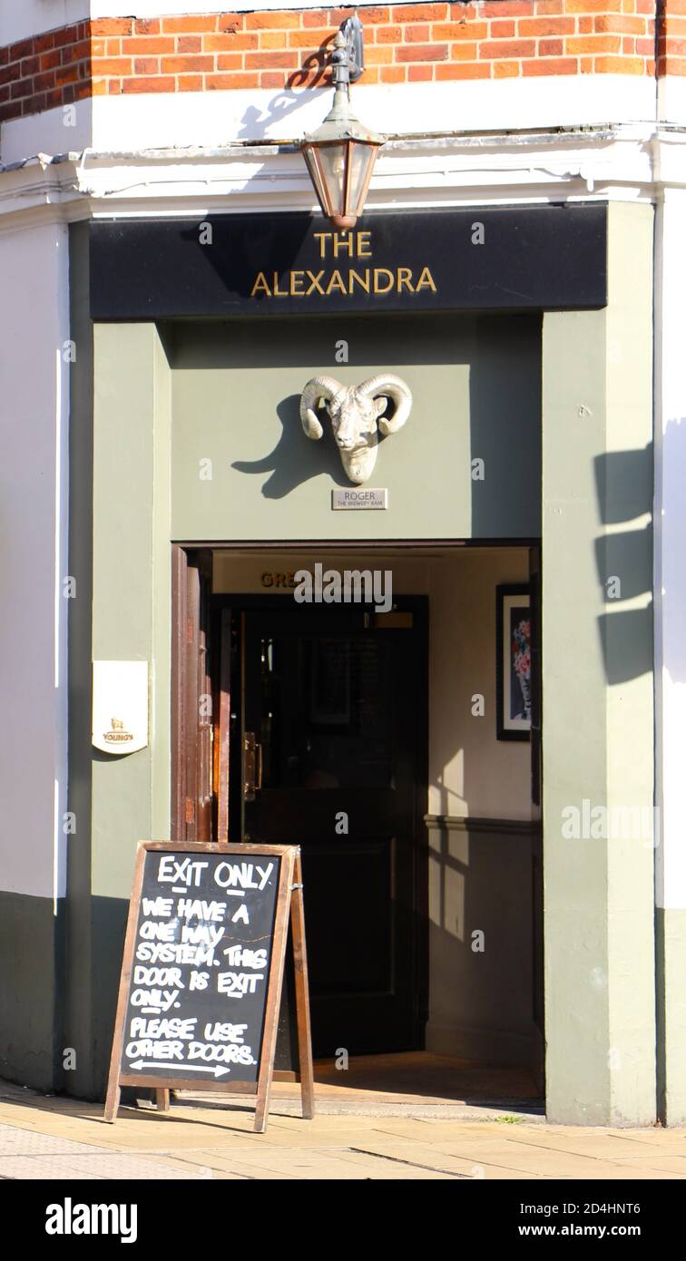 The Alexandra pub on Wimbledon Hill Road SW19 in bright afternoon sun ...