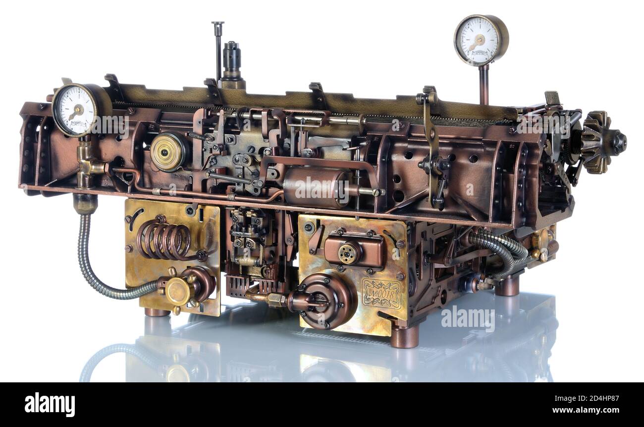Steampunk style future Typewriter. Hand/home made model Stock Photo - Alamy