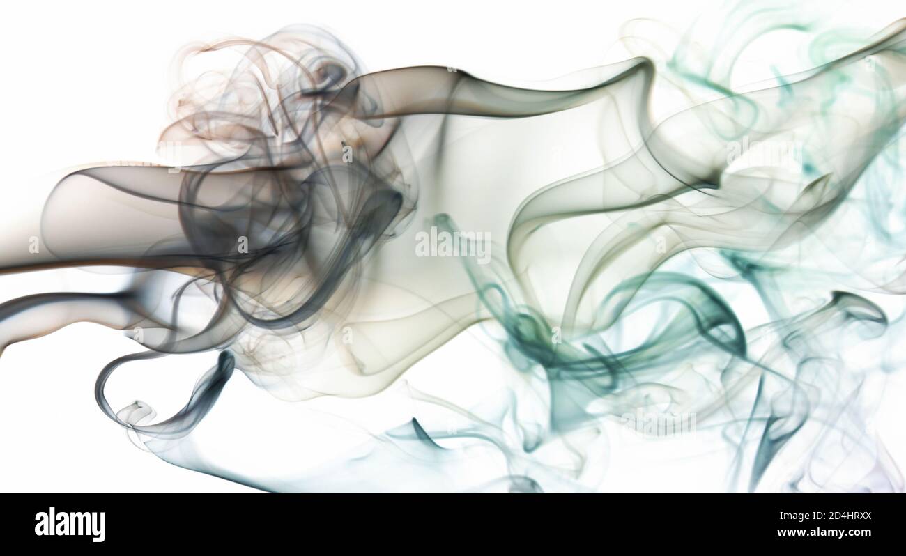Smooth green abstract smoke lines on white background. Graphic design ...