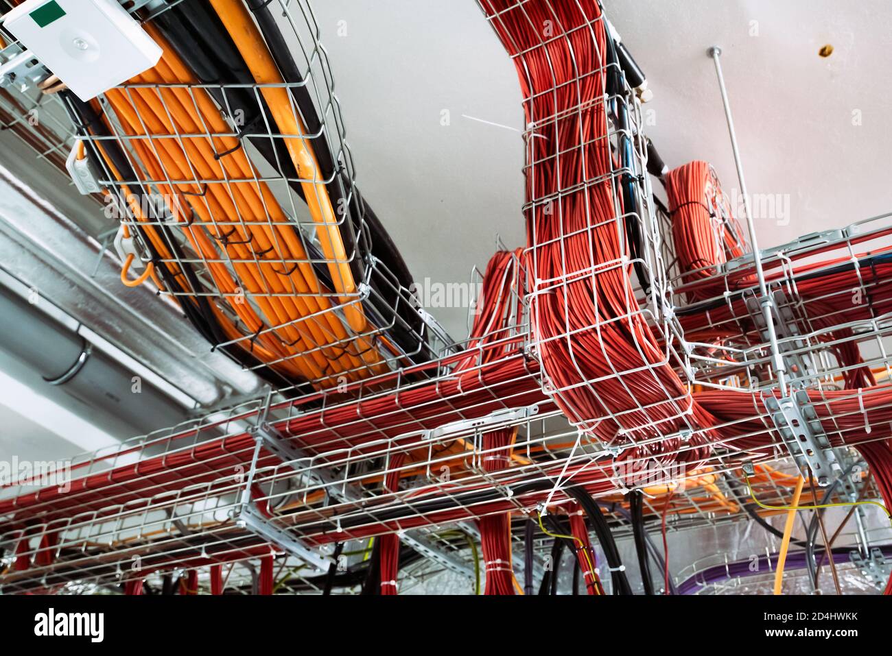 Electrical conduits system and metal pipeline installed on building ...