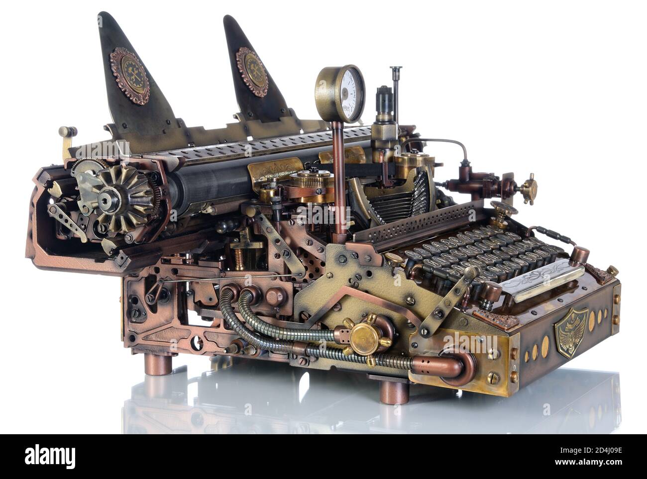 Steampunk style future Typewriter. Hand/home made model. Russian pre ...