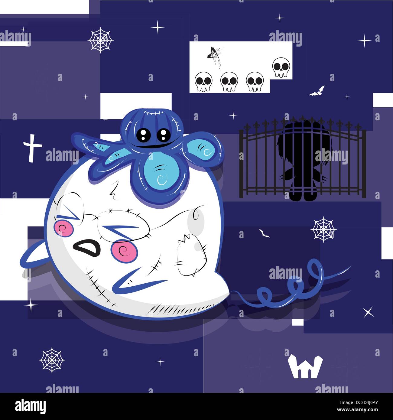 Scary ghost kawaii Stock Vector Image & Art - Alamy