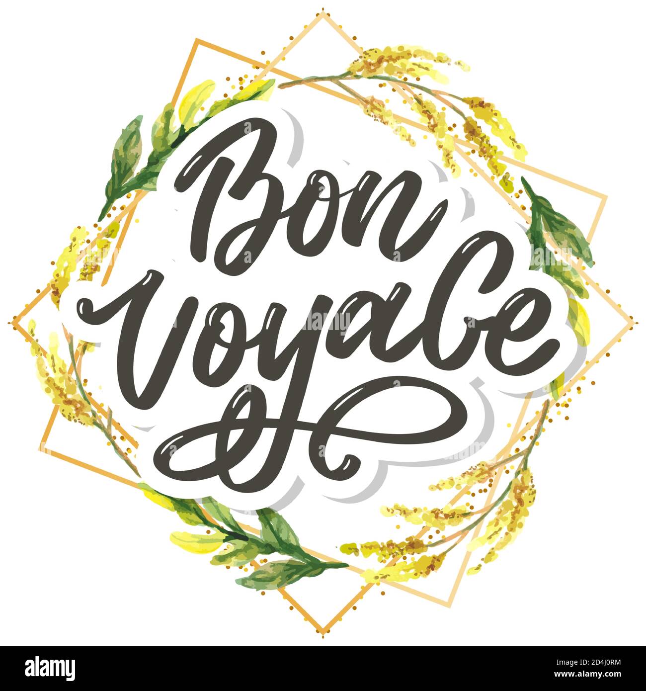 Bon Voyage Hand Lettering Vector Calligraphy Travel Stock Vector Image ...