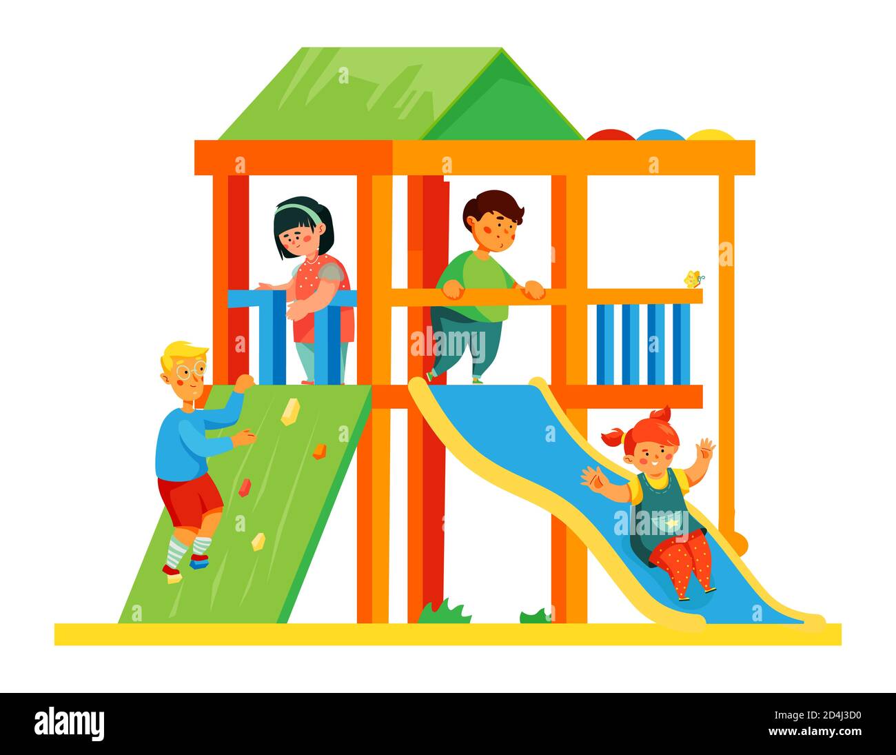 Children on playground - colorful flat design style illustration Stock ...