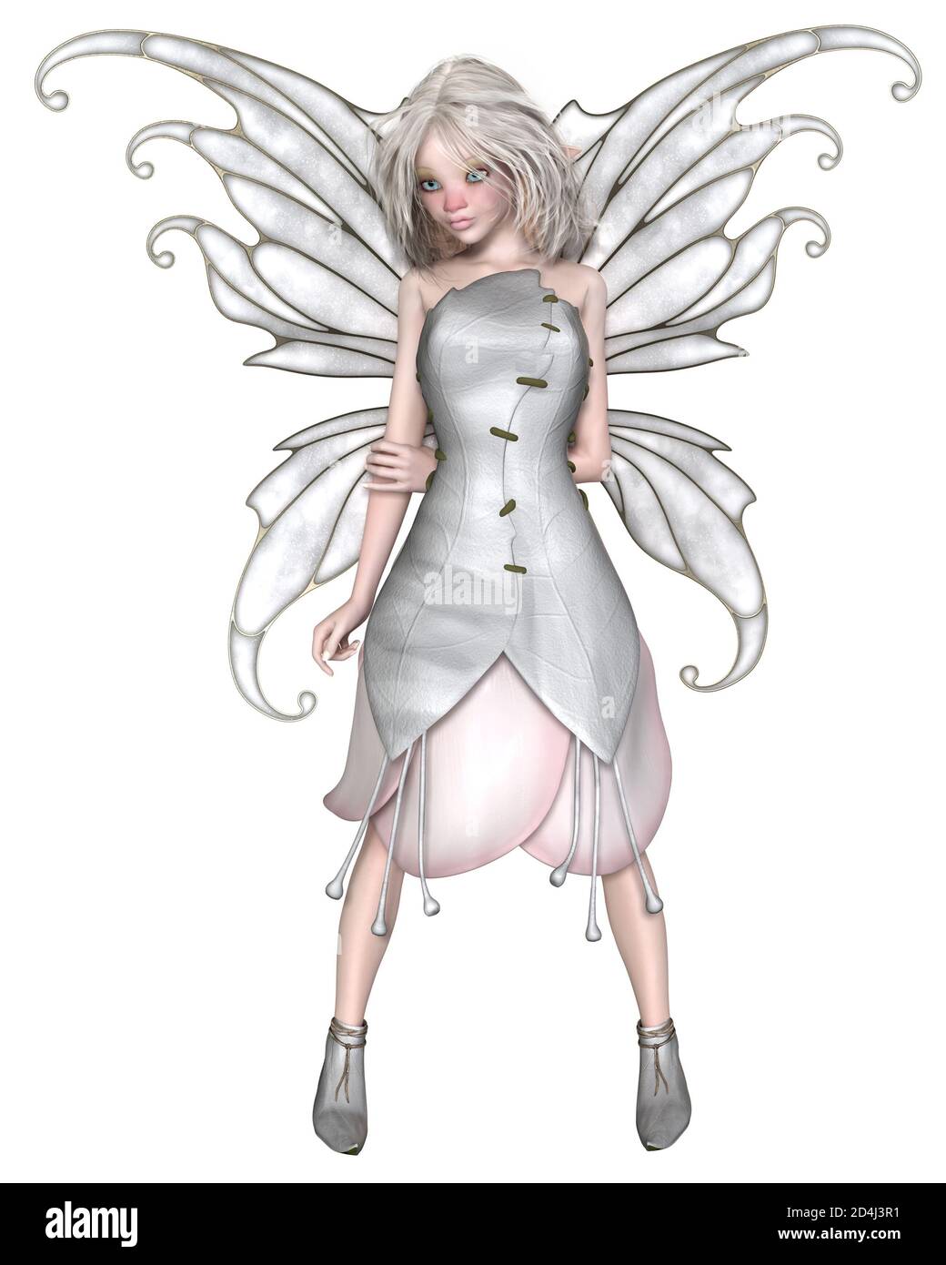 Cute Winter Fairy with Pink Nose, 3d digitally rendered illustration ...