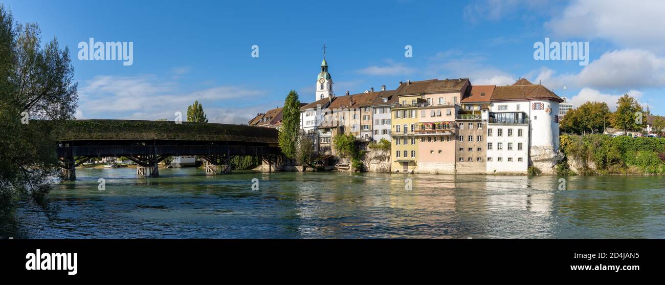 Olten, SO / Switzerland - 8 October 2020: view of the Aare river and ...
