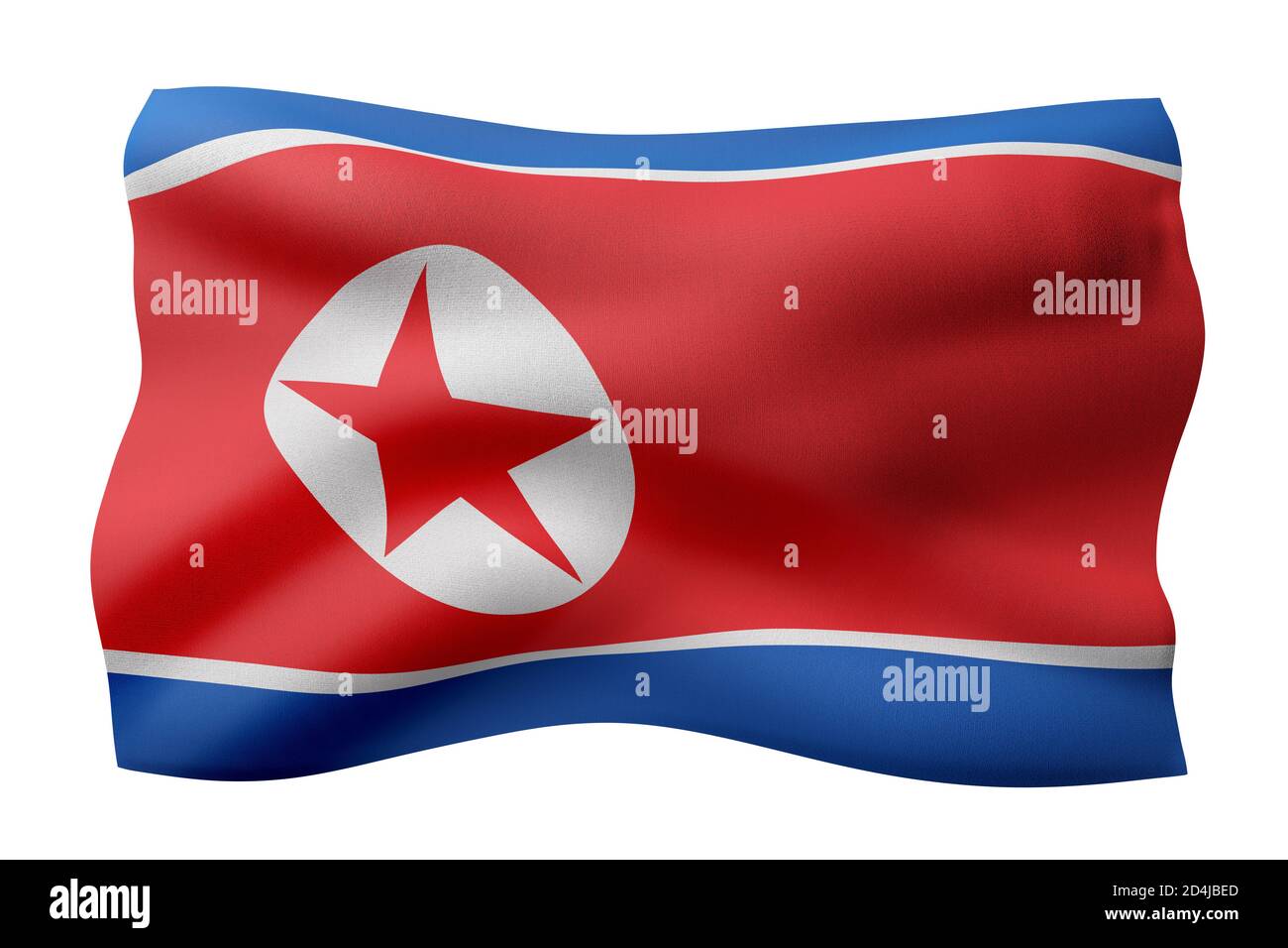 3d rendering of a silked North Korea flag isolated on white background Stock Photo - Alamy
