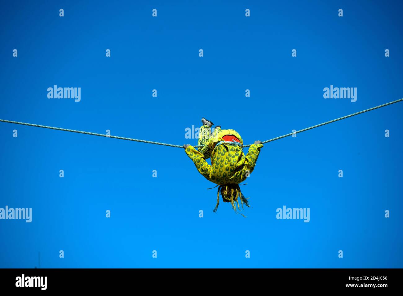 A Mayan circus acrobat on a high wire at the 2013 Ruk'u'x festival in ...