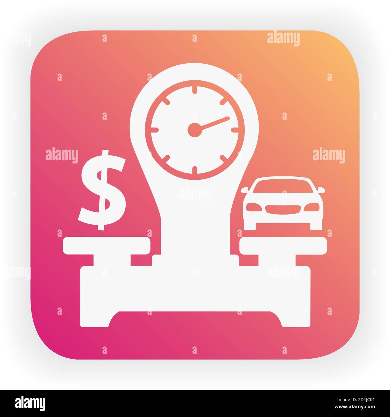 Scales car and USA dollar money icon. Flat line art vector.Choice ...
