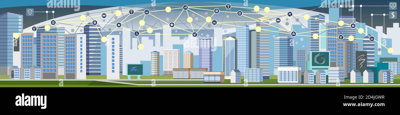 Smart, safe city for a happy life and a successful business. Background ...