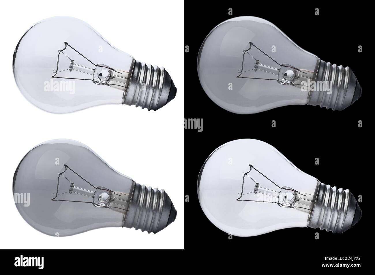 Light bulb isolated on white and black background. Realistic ...