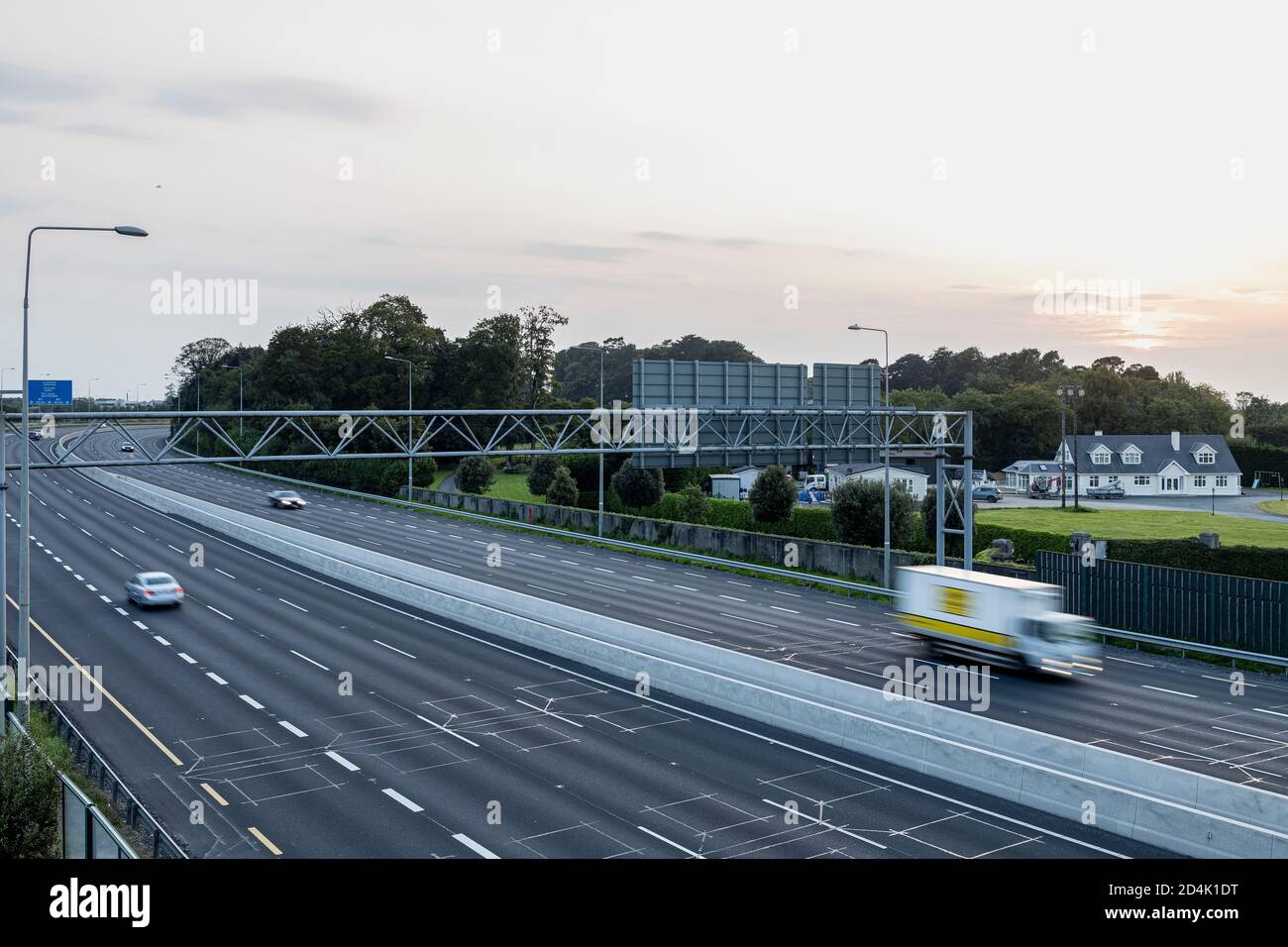 Traffic on the M7 motorway road at Johnstown in County Kildare, Ireland ...