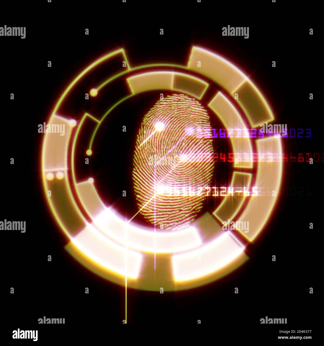 Digital fingerprint scanning identification system, illustration ...