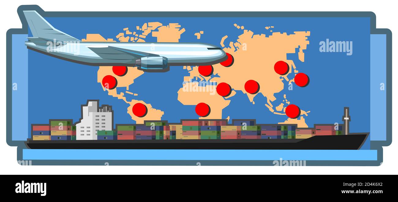 International logistics branches. Vector illustration. Logistics ...