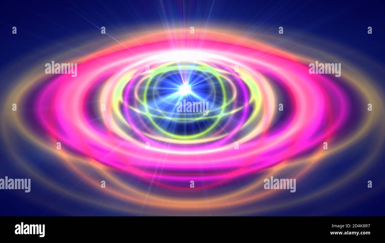 Abstract atom color rings background ray light Stock Photo - Alamy