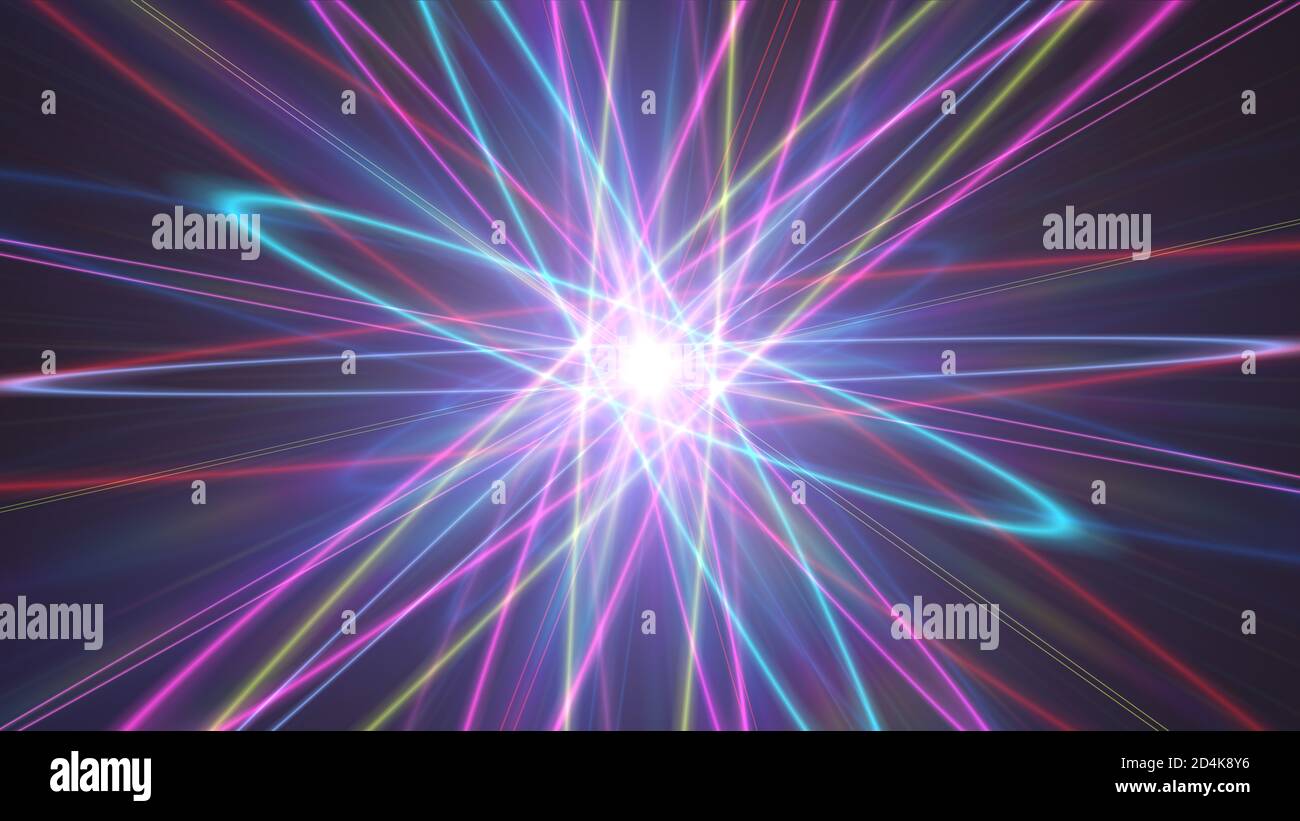 Glowing atom structure with light laser ring Stock Photo - Alamy