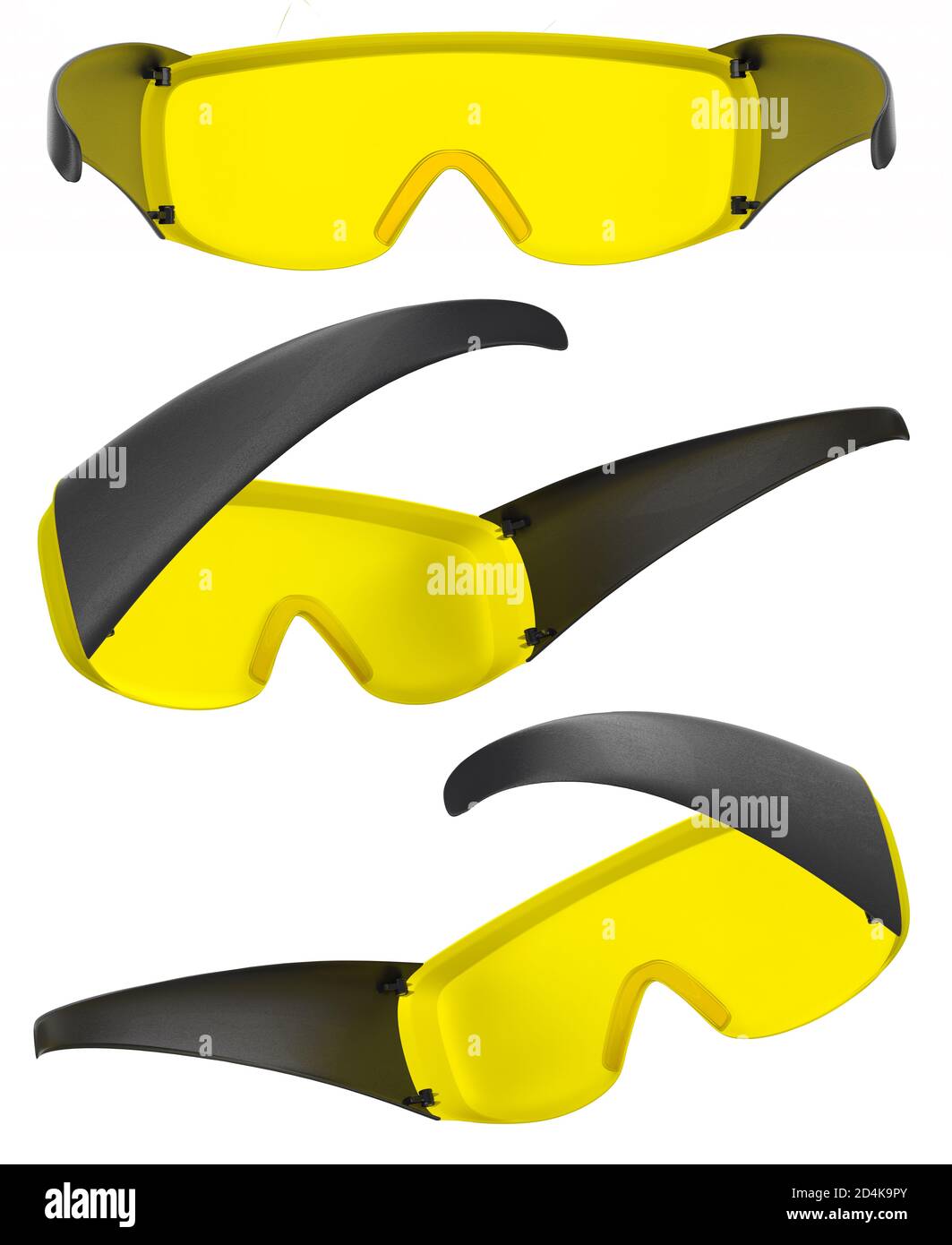 Set of protective plastic glasses isolated on white with clipping path ...