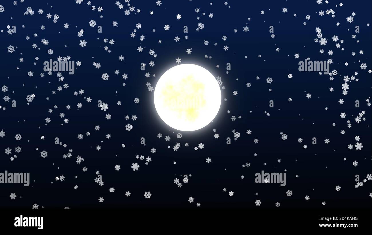 full moon fall snow at night, illustration Stock Photo - Alamy