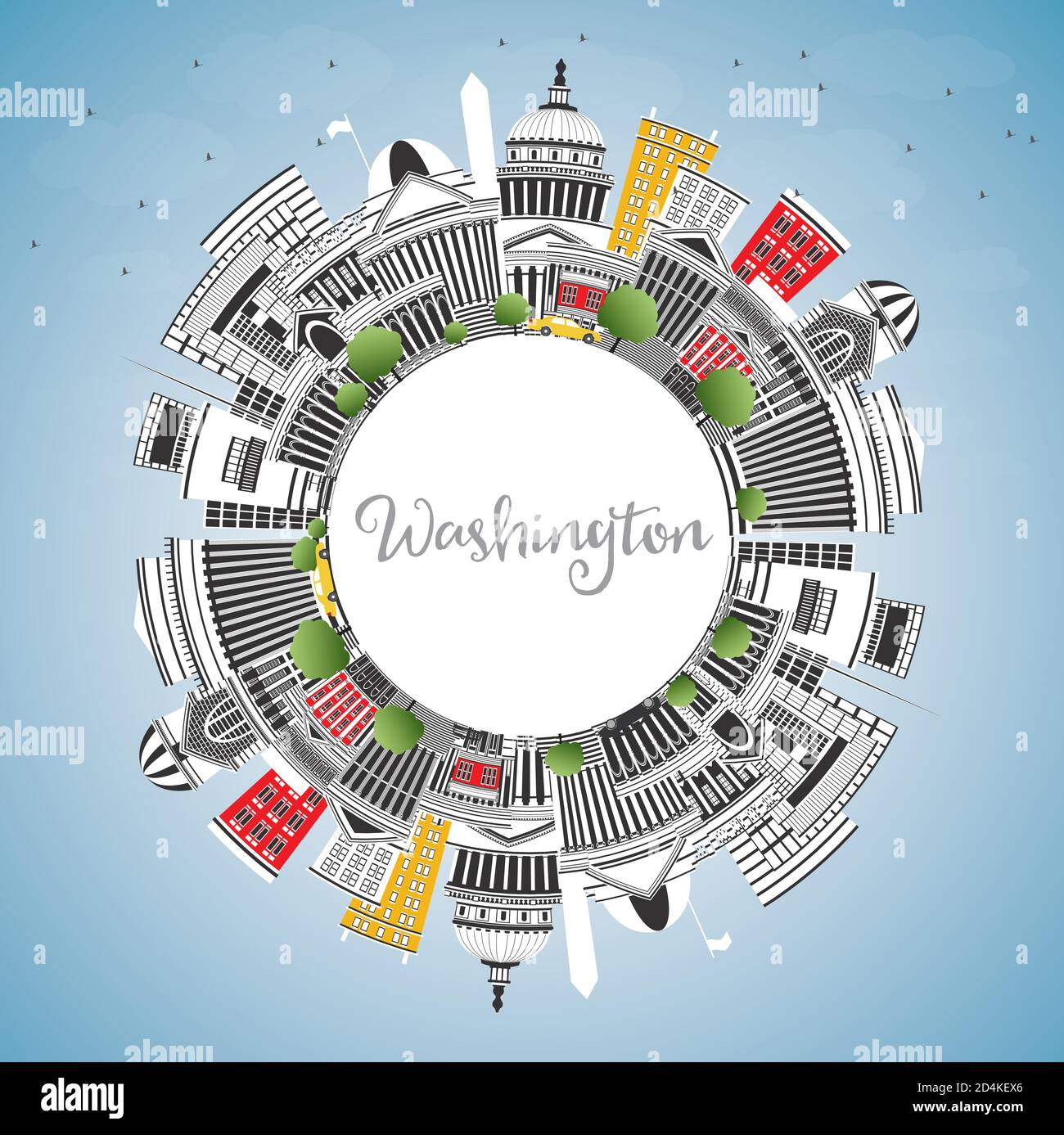 Washington DC USA City Skyline with Gray Buildings, Blue Sky and Copy ...