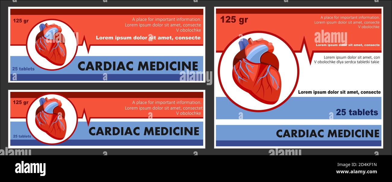 Label vector design of medicine for the heart. Packaging. Cardiological ...