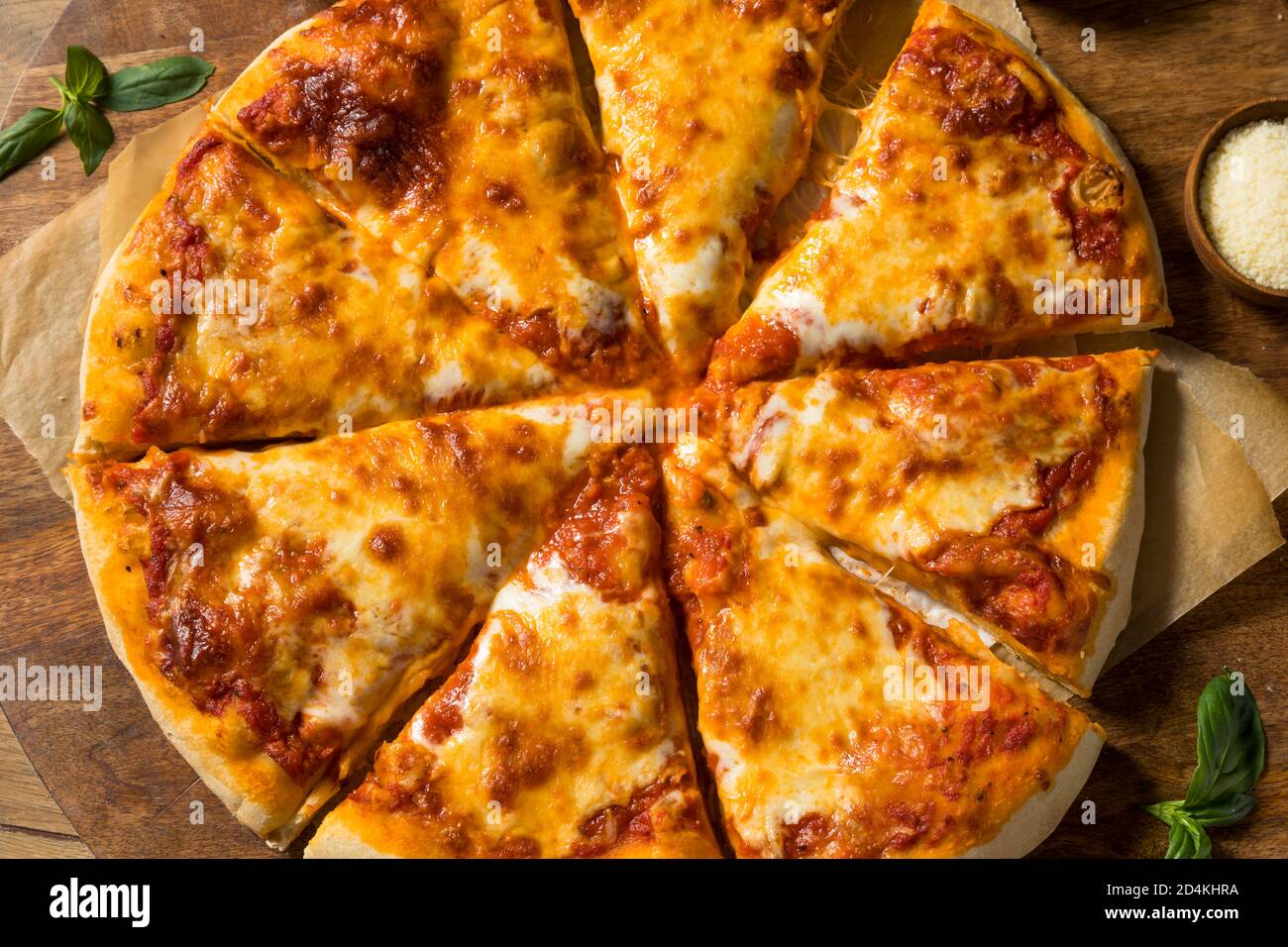 Homemade Italian Cheese Pizza with Sauce and Basil Stock Photo - Alamy