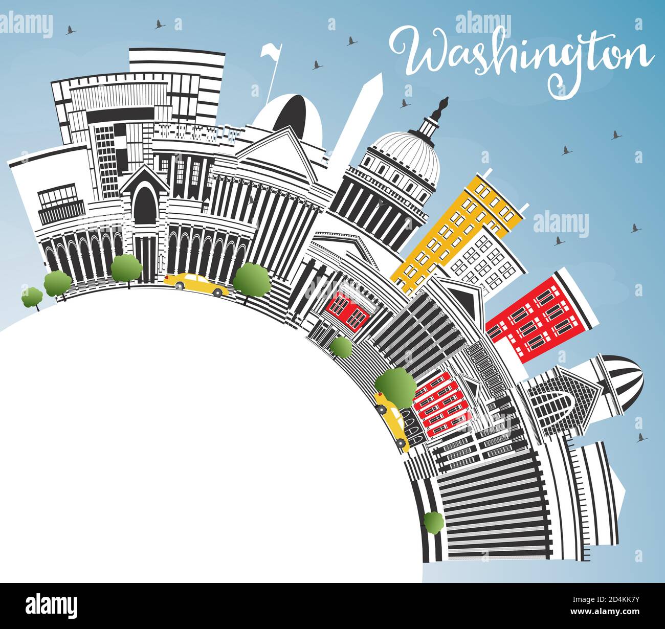 Washington DC USA City Skyline with Gray Buildings, Blue Sky and Copy ...