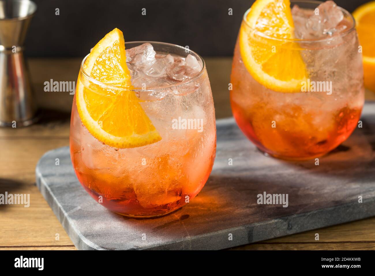 Refreshing Red Aperol Spritz Cocktail with an Orange Garnish Stock ...