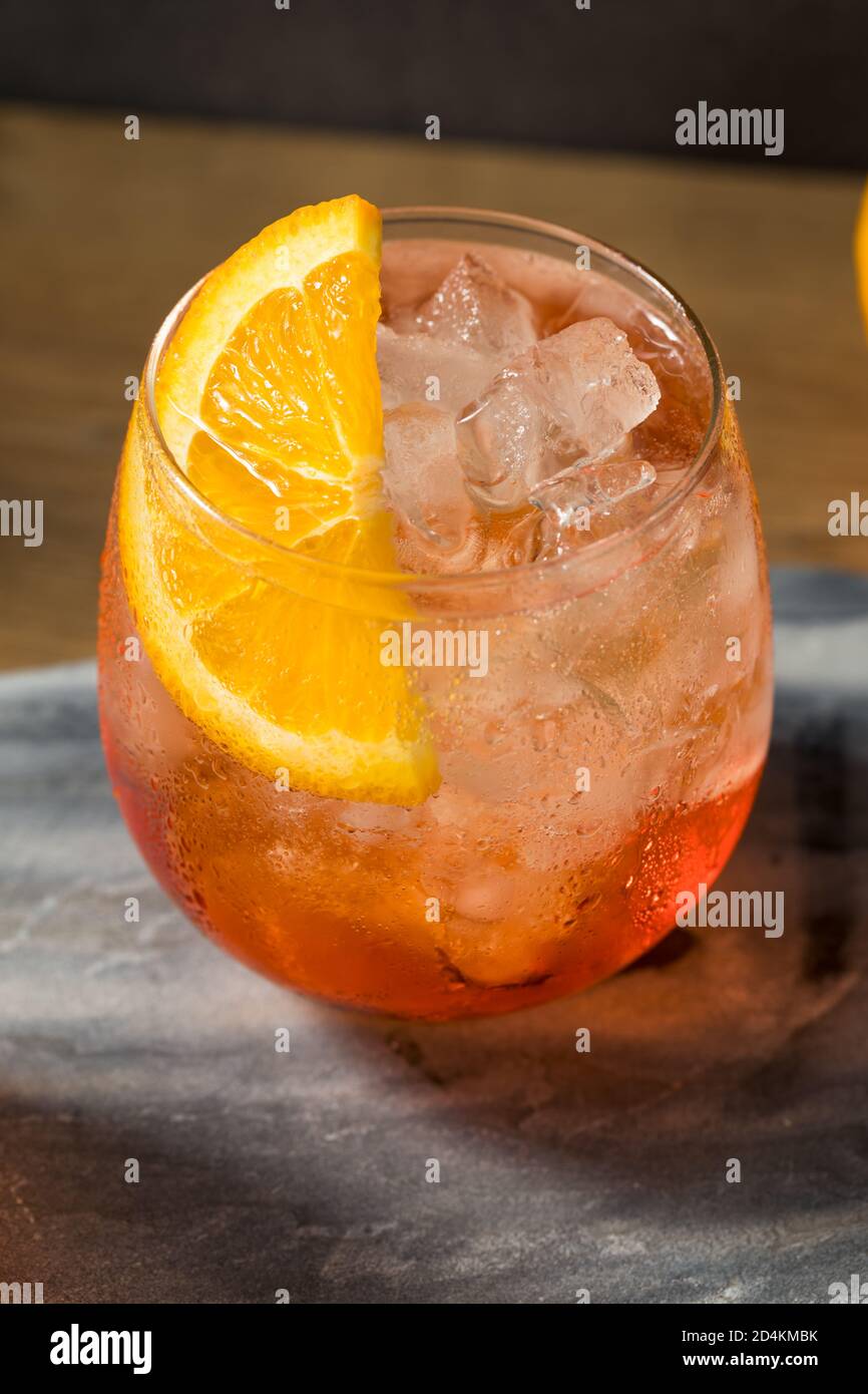 Refreshing Red Aperol Spritz Cocktail with an Orange Garnish Stock ...
