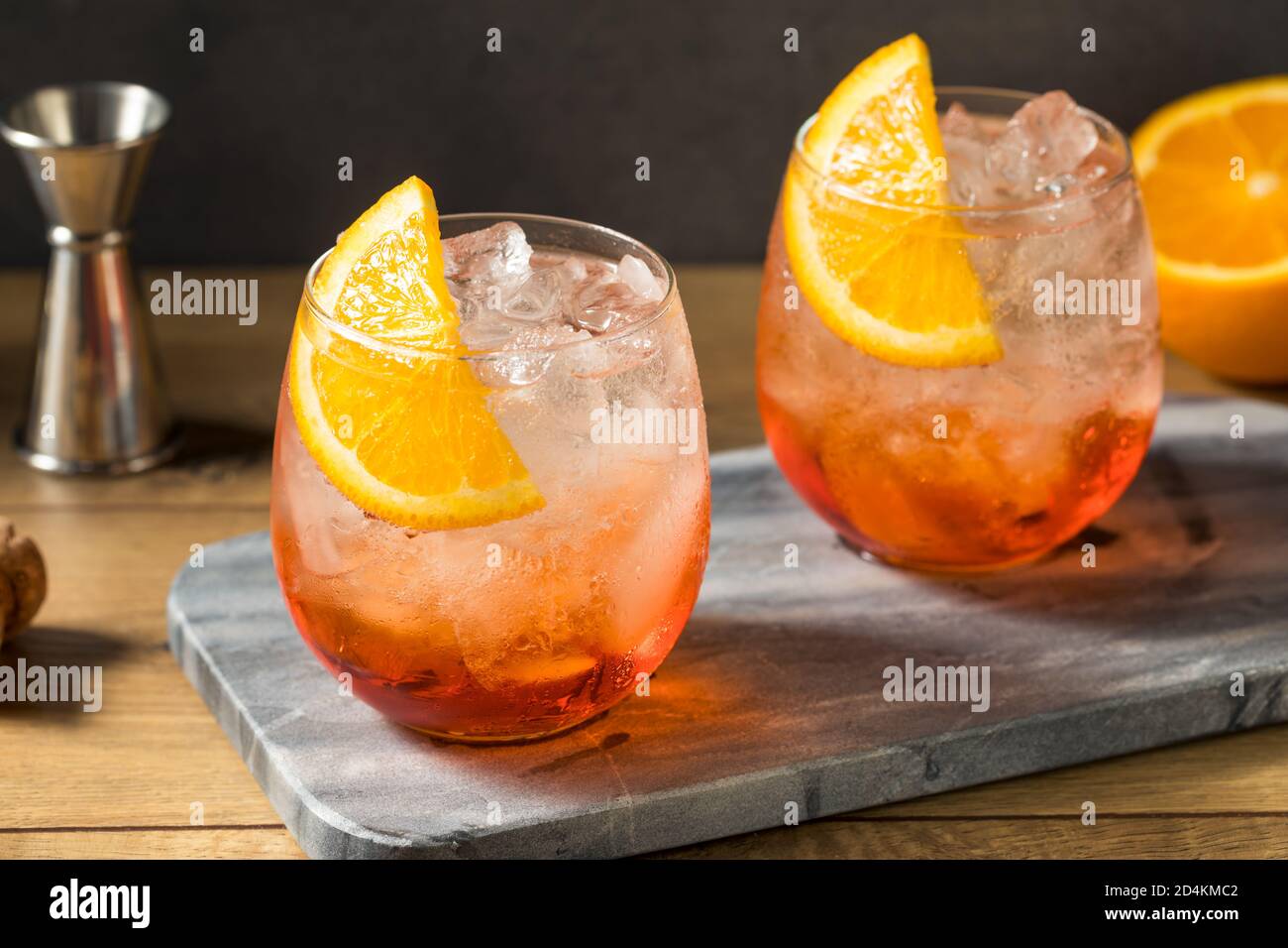 Refreshing Red Aperol Spritz Cocktail with an Orange Garnish Stock ...