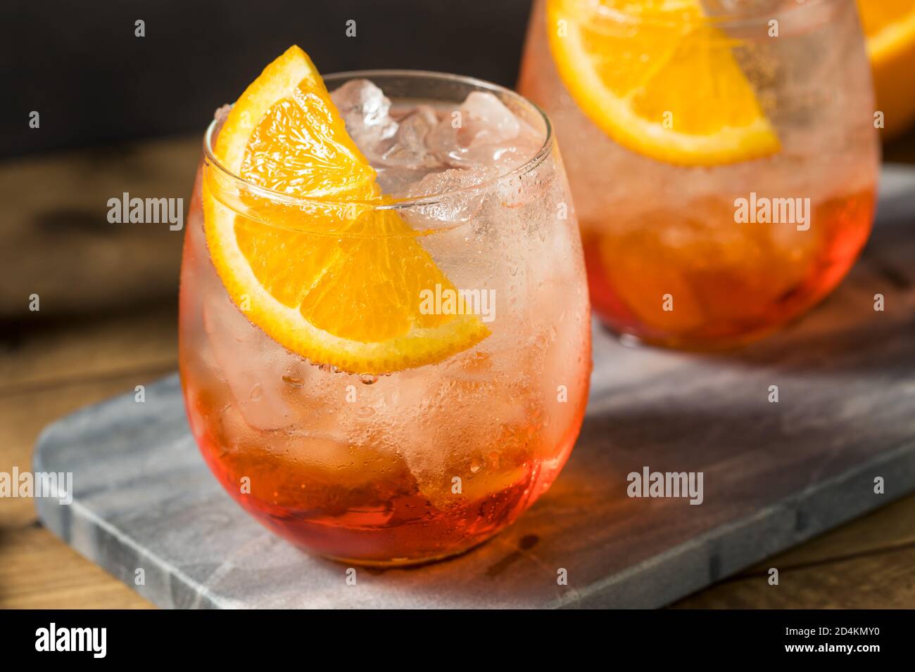 Refreshing Red Aperol Spritz Cocktail with an Orange Garnish Stock ...